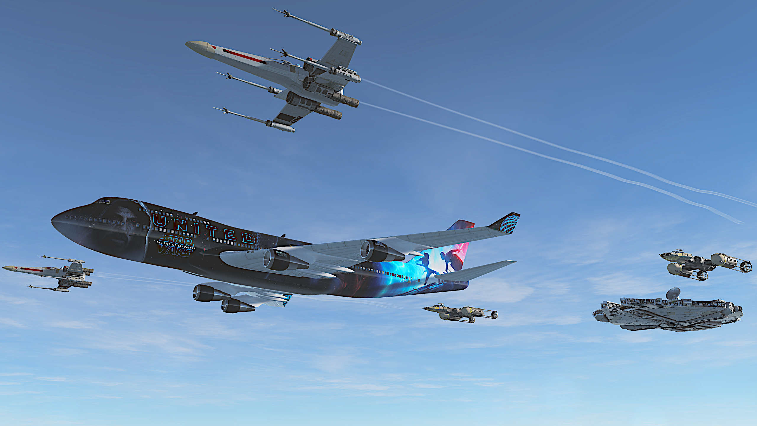 Boeing 747 UNITED Airlines _ Star Wars.. Rise Of Skywalker